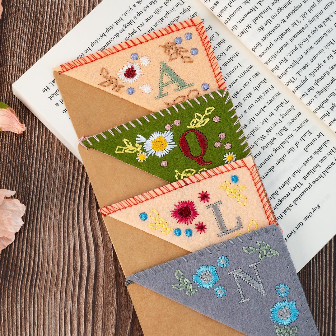 Personalised Bookmarks,felt Triangle Page Stitch Corner Bookmark ...
