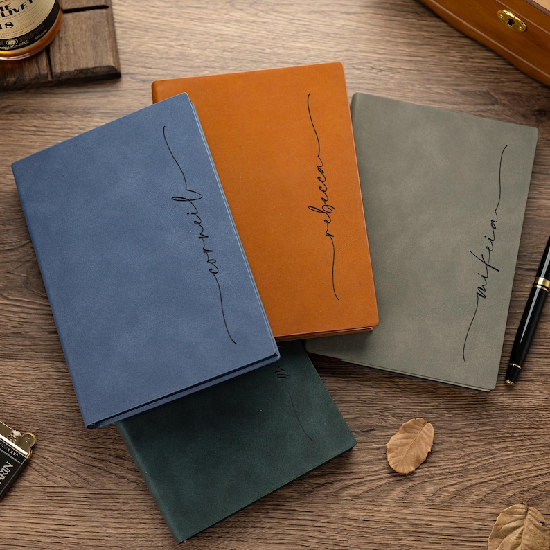 Personalized Name Notebook, Laser Engraved Leather Notebook, Vegan ...