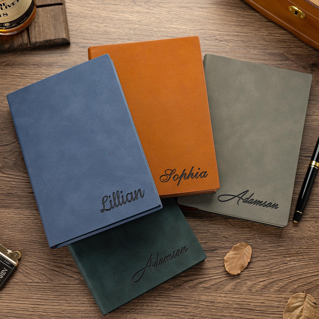 Custom Name Notebook, Laser Engraved Leather Notebook, Business Gift ...