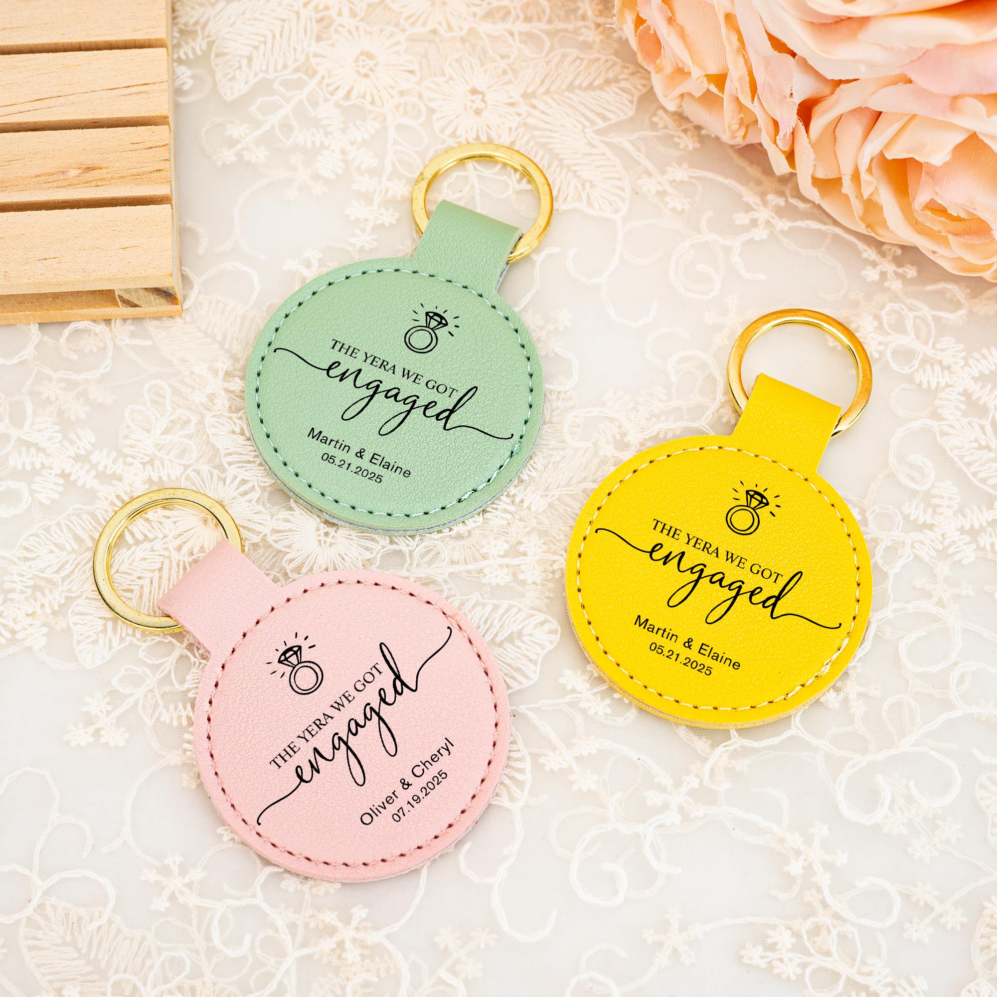 Personalized Leather Round Keyring, Couples Gift Pair of Keyrings ...
