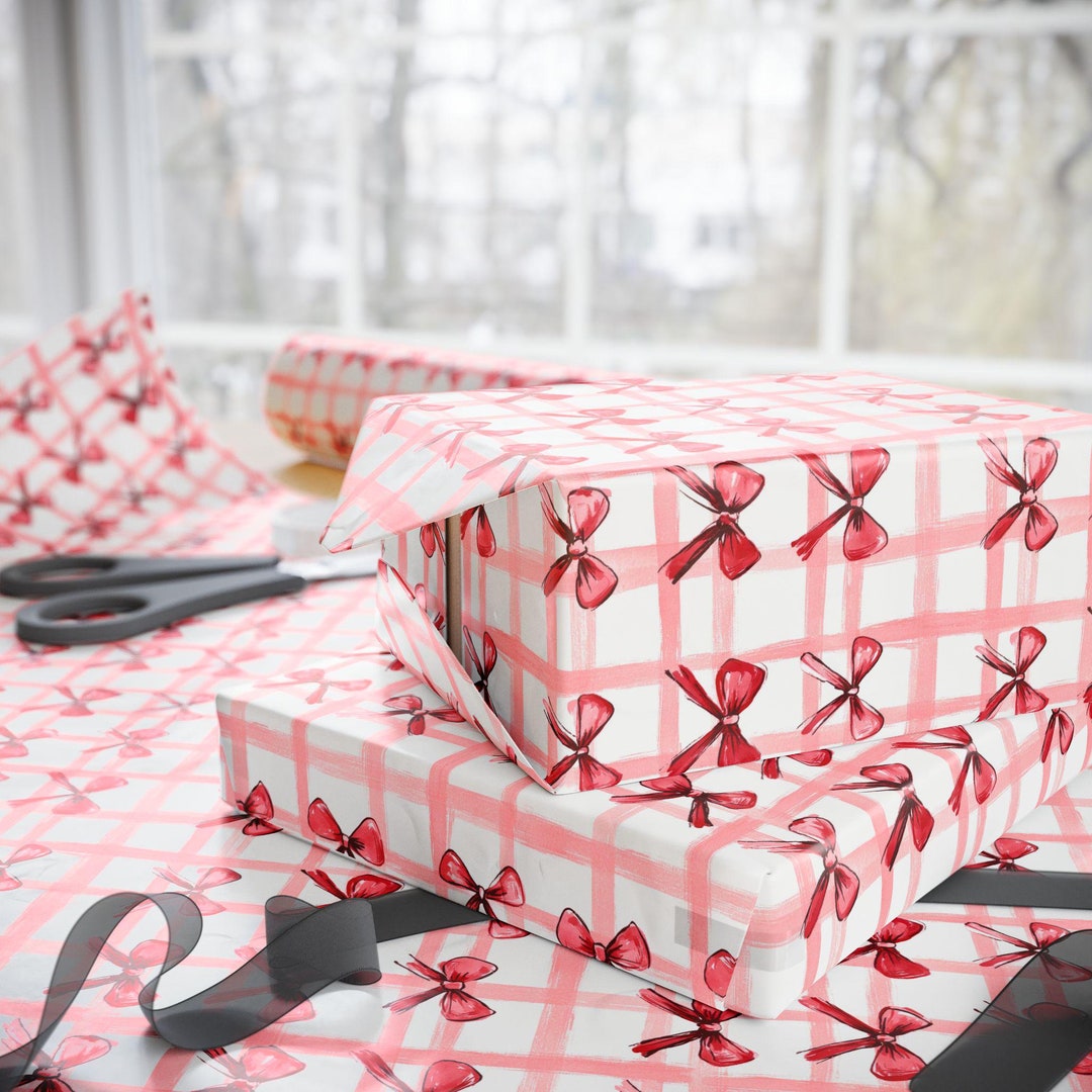 Cute Coquette Red and Pink Bows Wrapping Paper, Valentine's Day Gift ...