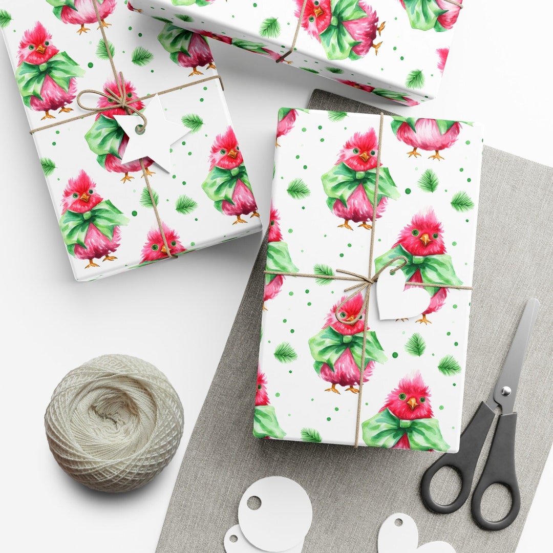 Quirky Christmas Chicken Wrapping Paper Roll, Funny Animal Gift Wrap ...