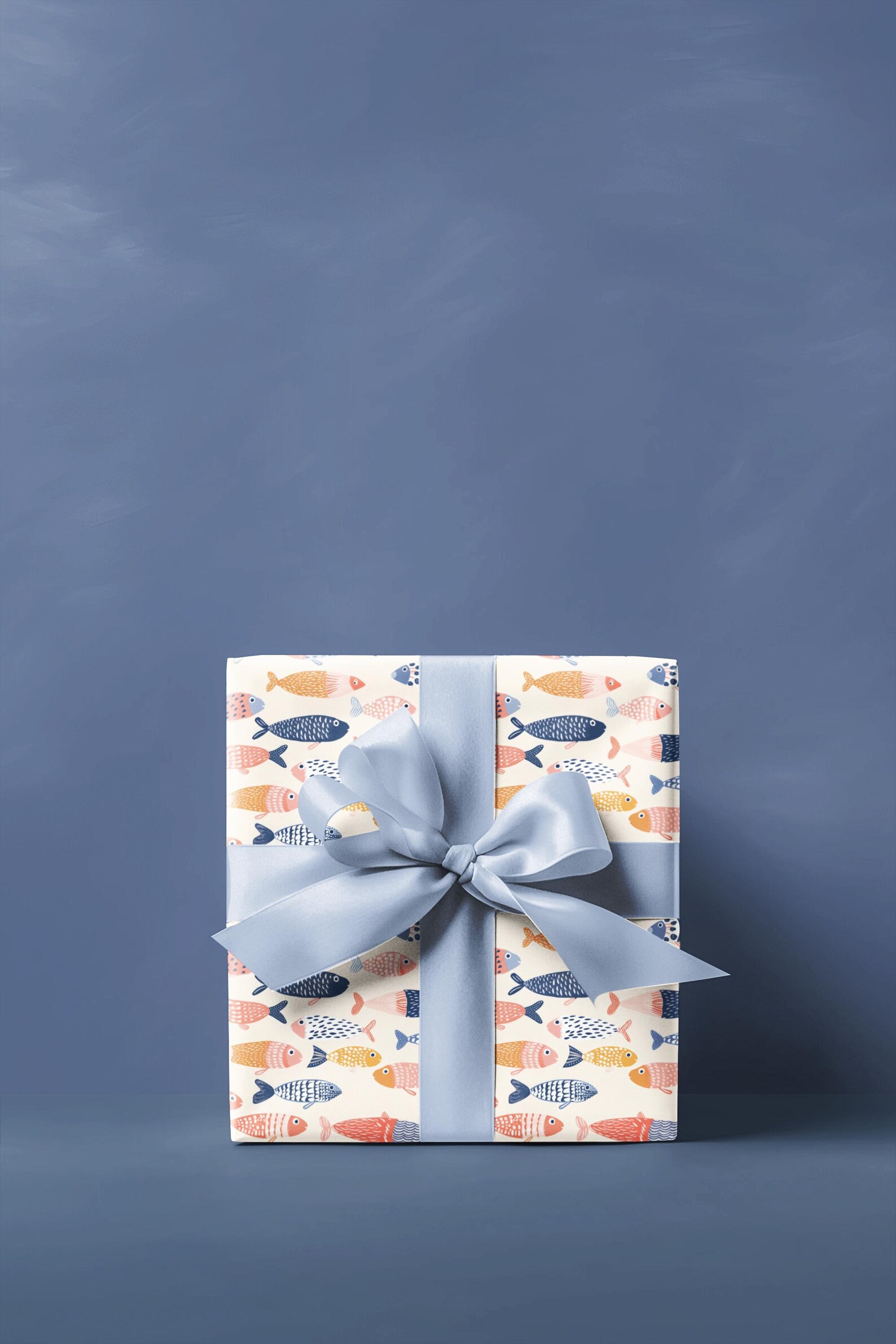 Modern Fish Print Coastal Aesthetic Wrapping Paper Roll, Birthday ...