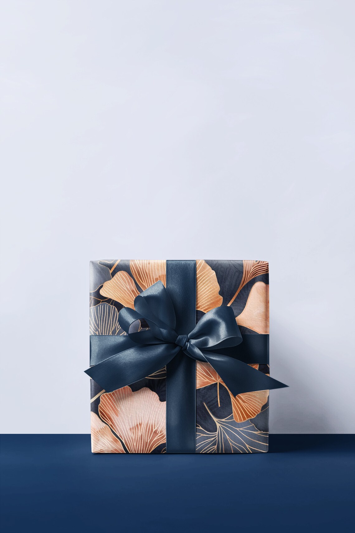 Elegant Metallic Gingko Leaves Wrapping Paper Roll, Botanical ...