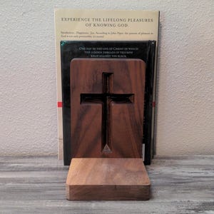 Carved Cross Engraved Wooden Bookends - One of a Kind Gift for ...
