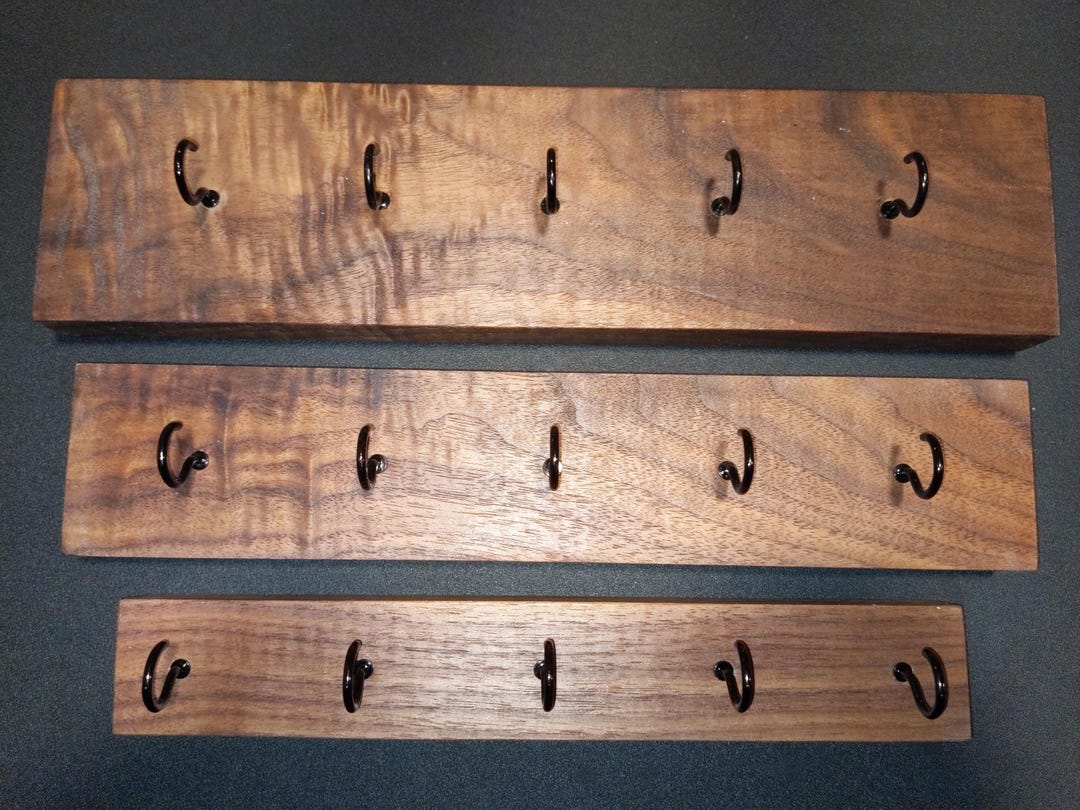 Walnut Key Hanger Key Hooks Rustic Wall Key Holder Key Organizer ...