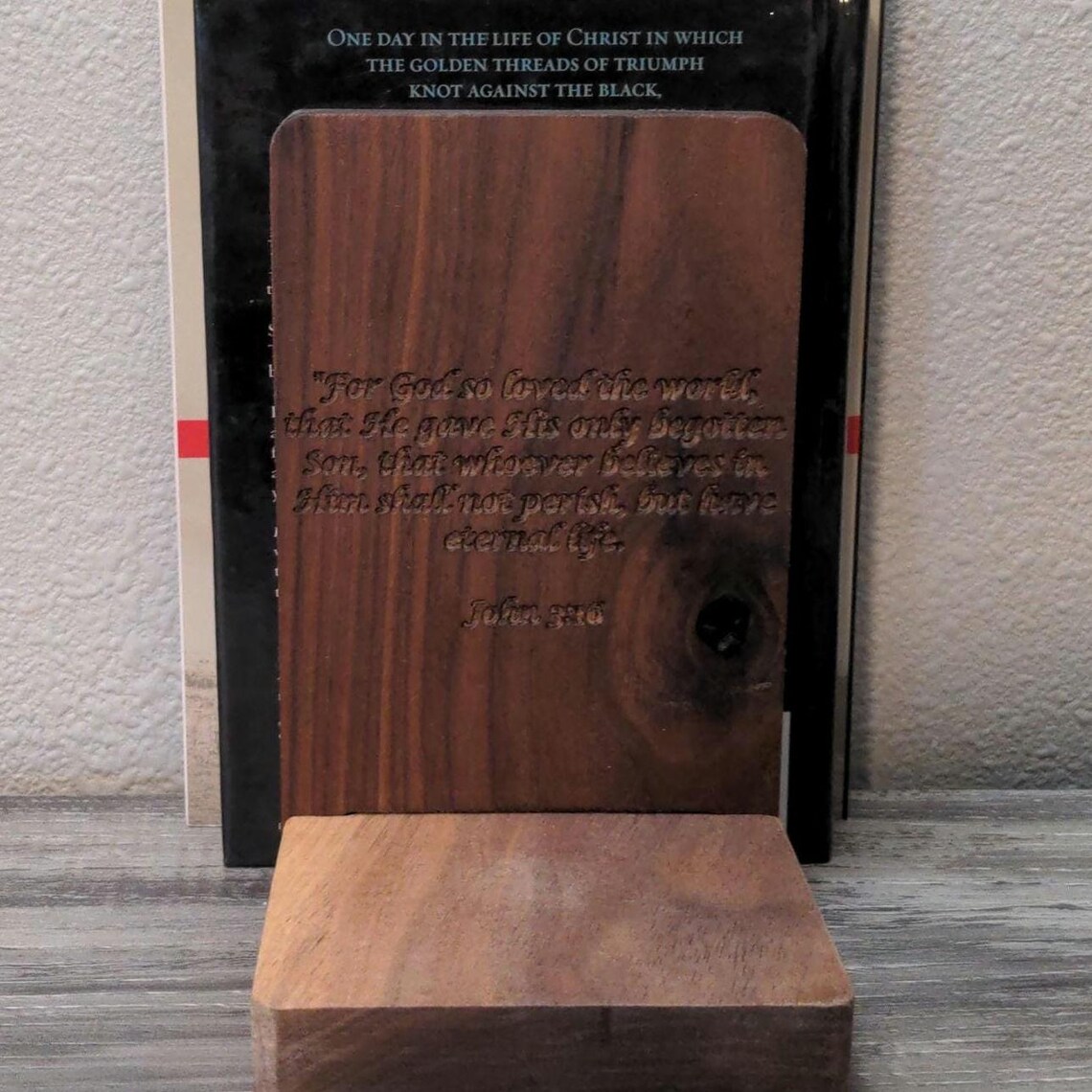 Carved Cross Engraved Wooden Bookends - One of a Kind Gift for ...