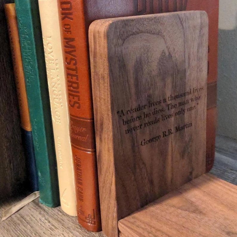 Dark Walnut Wood Bookends Personalized Modern and Decorative Holder - Etsy