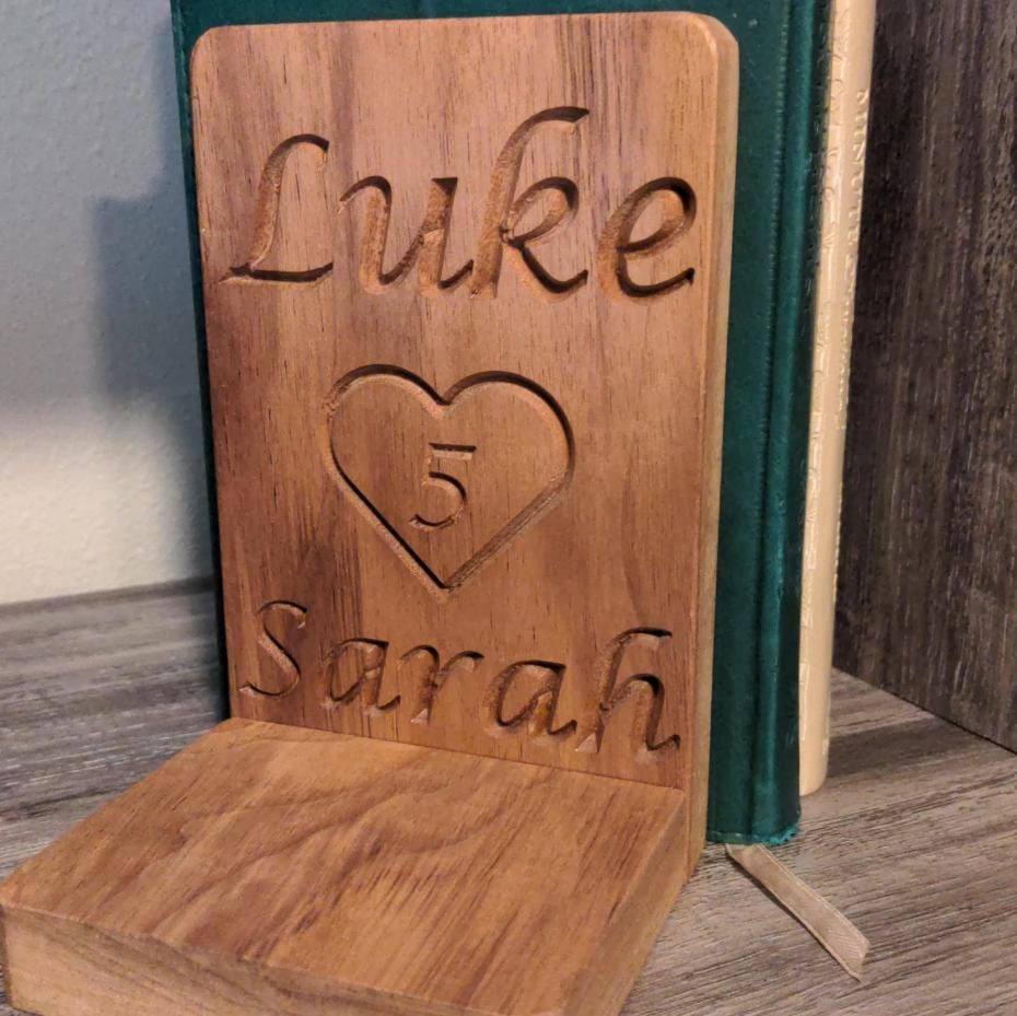 Dark Walnut Wood Bookends Personalized Modern and Decorative Holder - Etsy