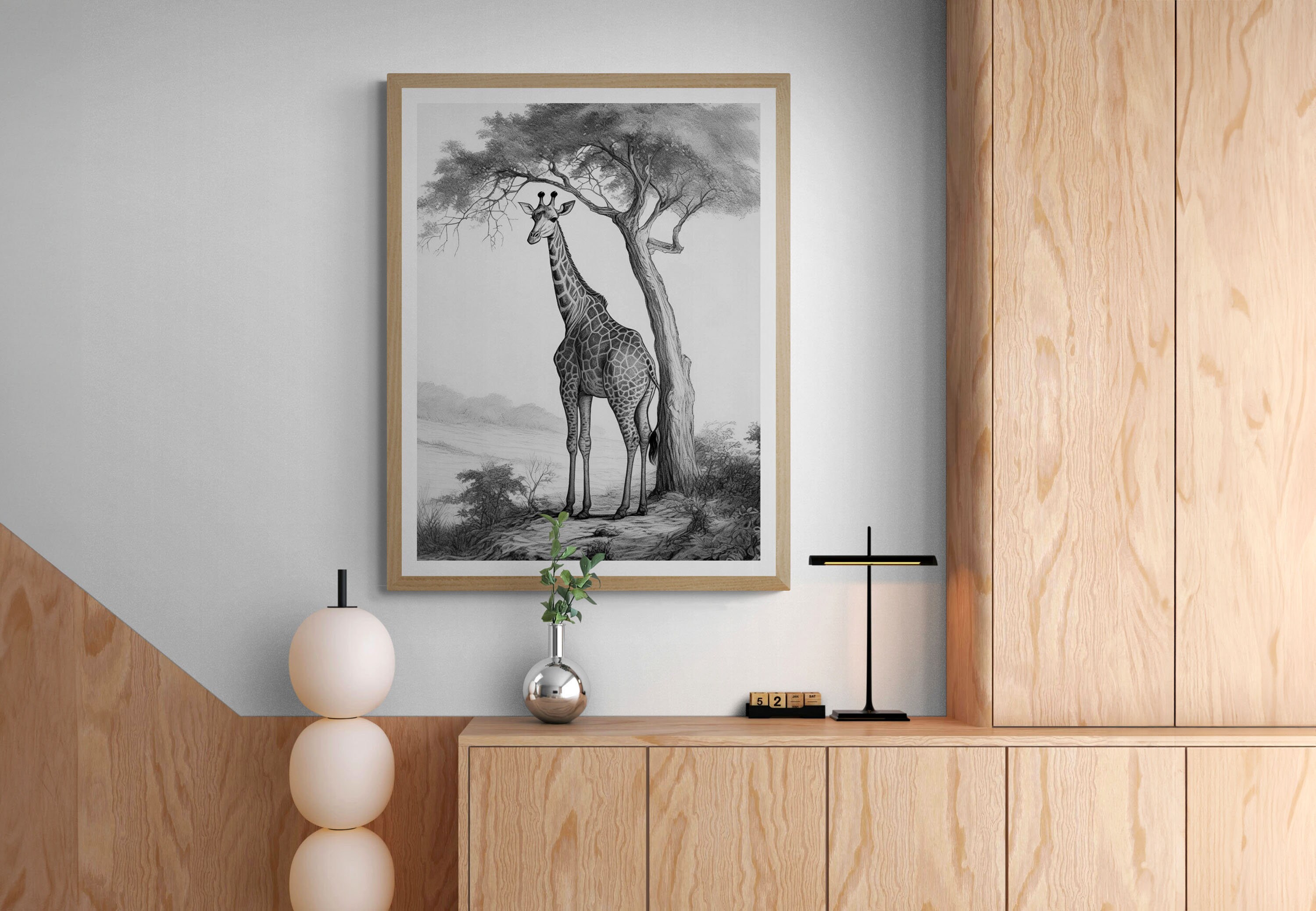 Giraffe Illustration Wall Art, Digital Download, Great Safari Nursery ...