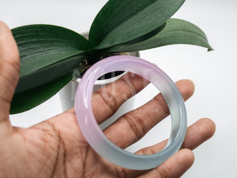 Natural Jade Bangle Bracelet Two Tone Jade Bangle Violet and Blue ...
