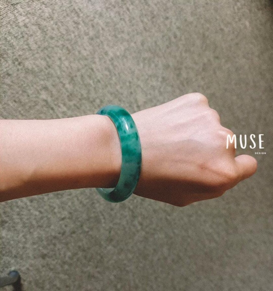 Blue Water Jade Bangle Bracelet Blue Tone Jade Stone Natural Green Jade ...