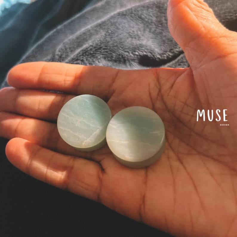 Amazonite Stone Gauges, Natural Look Double Flare Plugs - Etsy