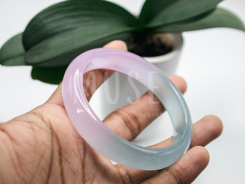 Natural Jade Bangle Bracelet Two Tone Jade Bangle Violet and Blue ...