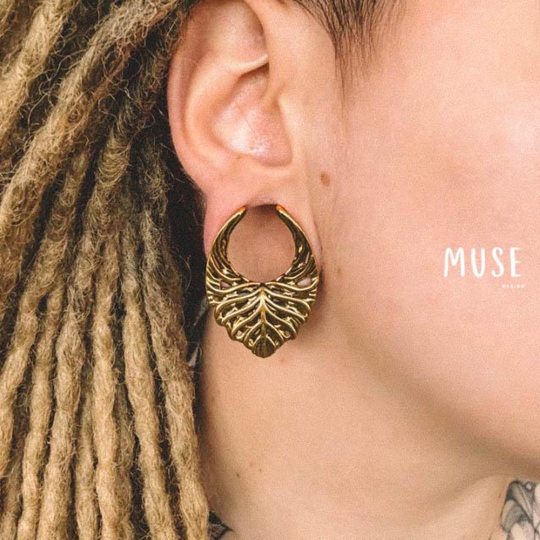 Leaf Saddle Gauges Earrings Leaf Saddle Ear Tunnels Stretched Lobe ...