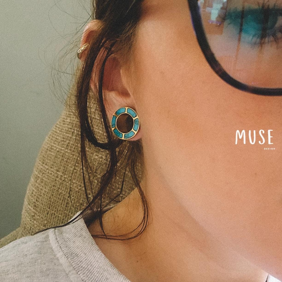 Turquoise Tunnel Plug Earrings Turquoise Gauge and Plug Earrings Ear ...