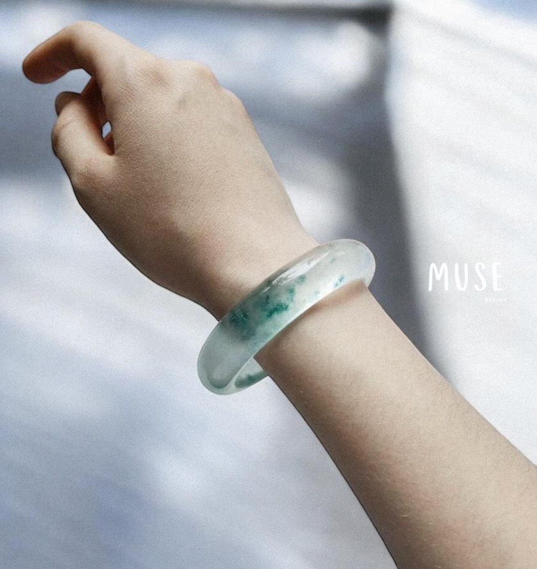 Translucent Ice Jade Bangle Bracelet, Genuine Jade Stone (54-64mm) - Etsy