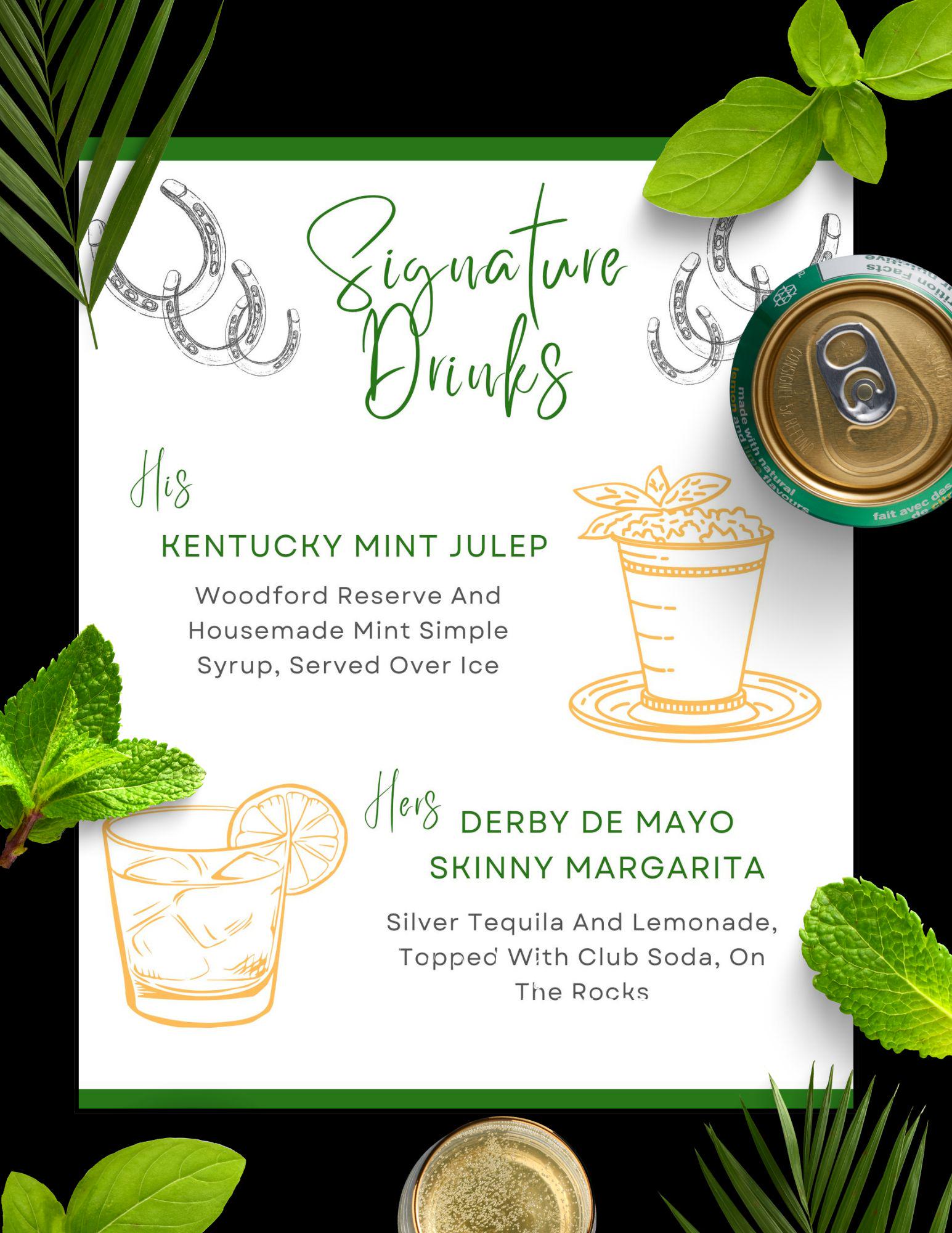 Kentucky Derby Drink Menu Template | Editable Digital Download | Derby ...