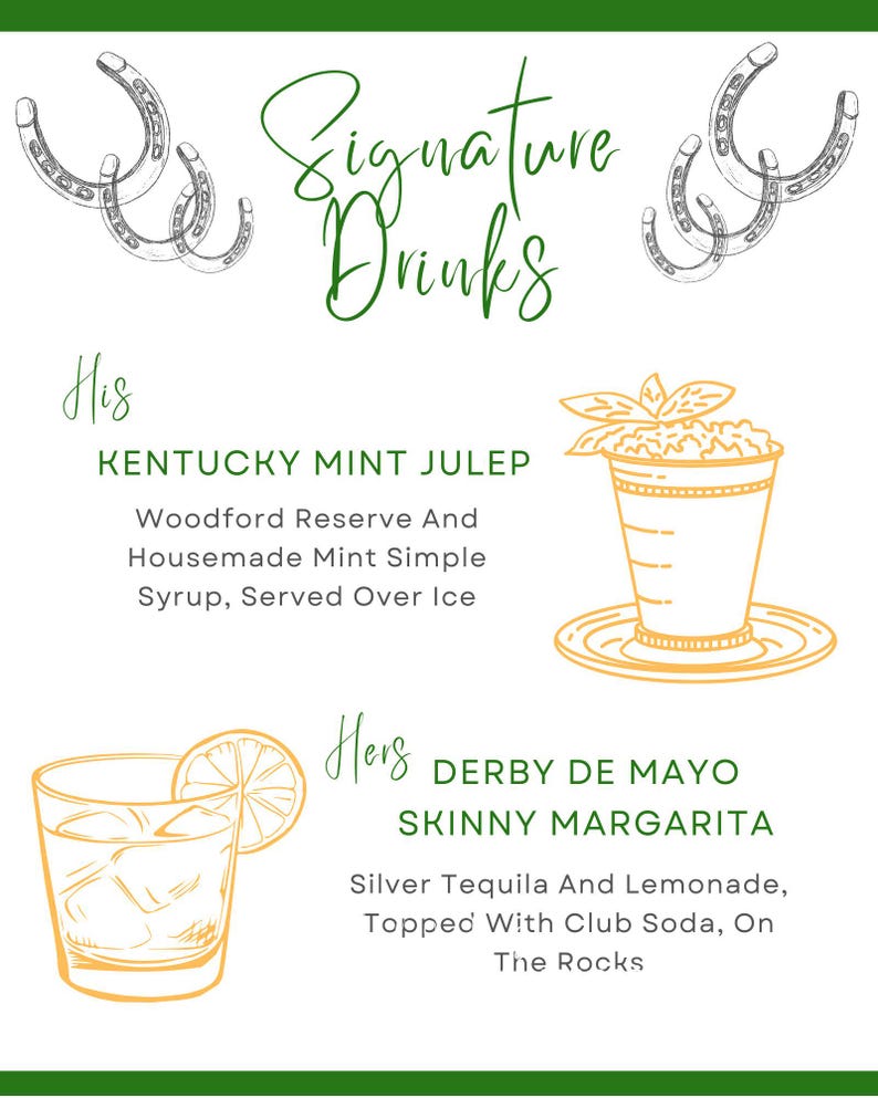 Kentucky Derby Drink Menu Template | Editable Digital Download | Derby ...