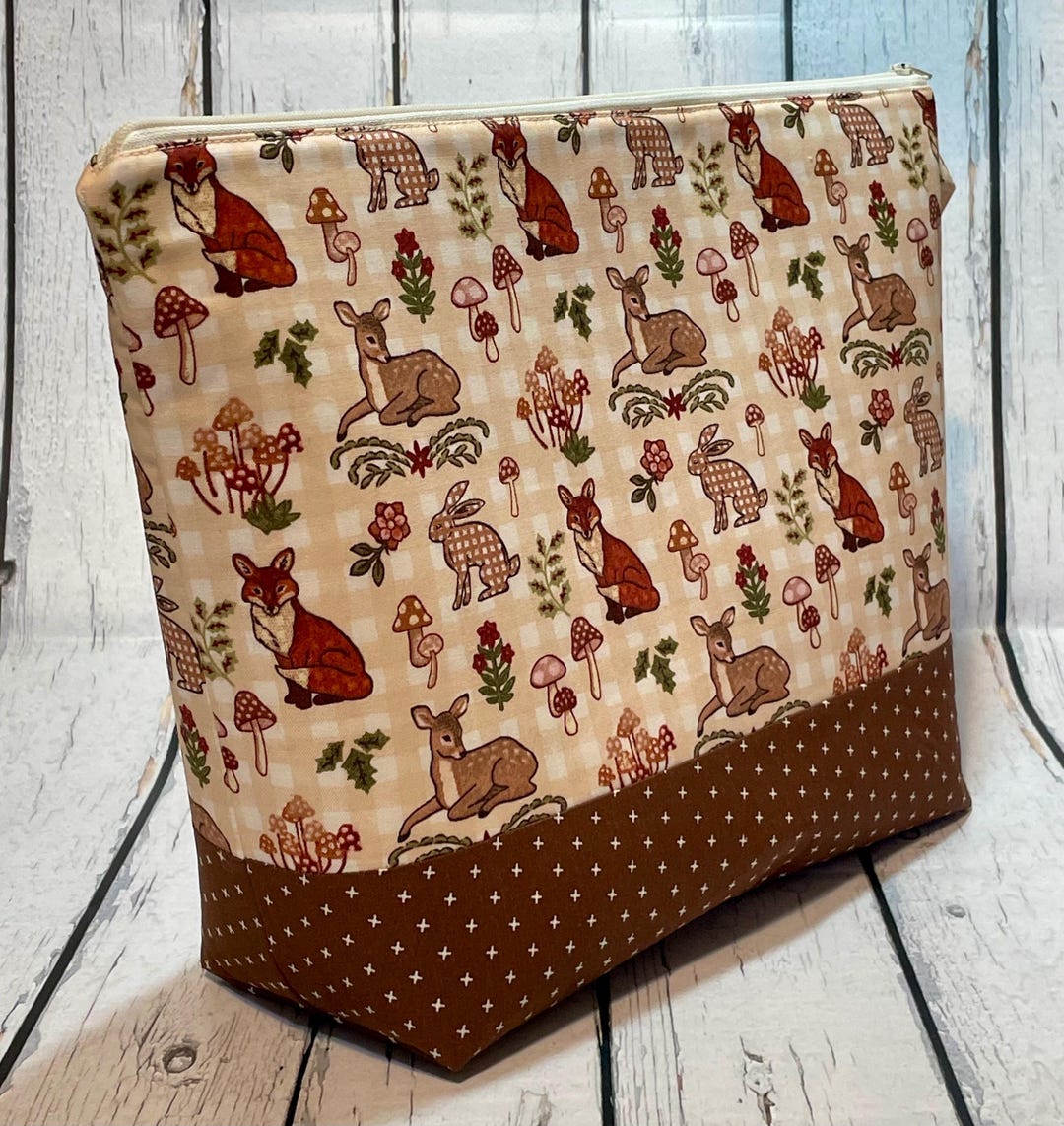 Large Knitting Project Bag With Woodland Creatures, Deer, Foxes ...