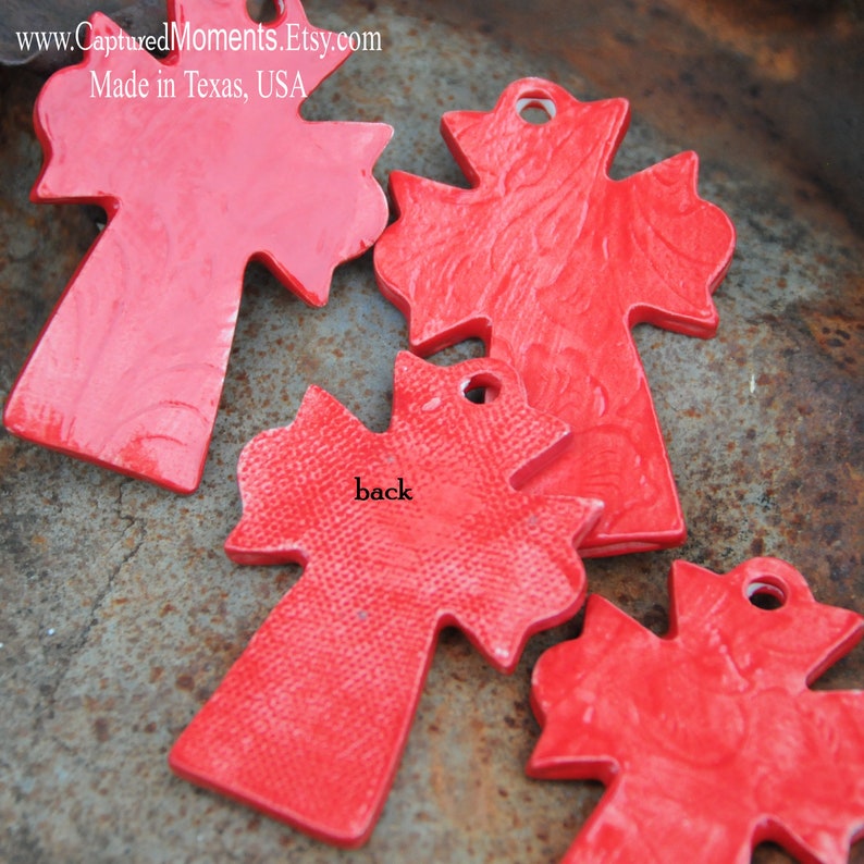 Pottery Cross PENDANT Bead in a Bright RED | Etsy