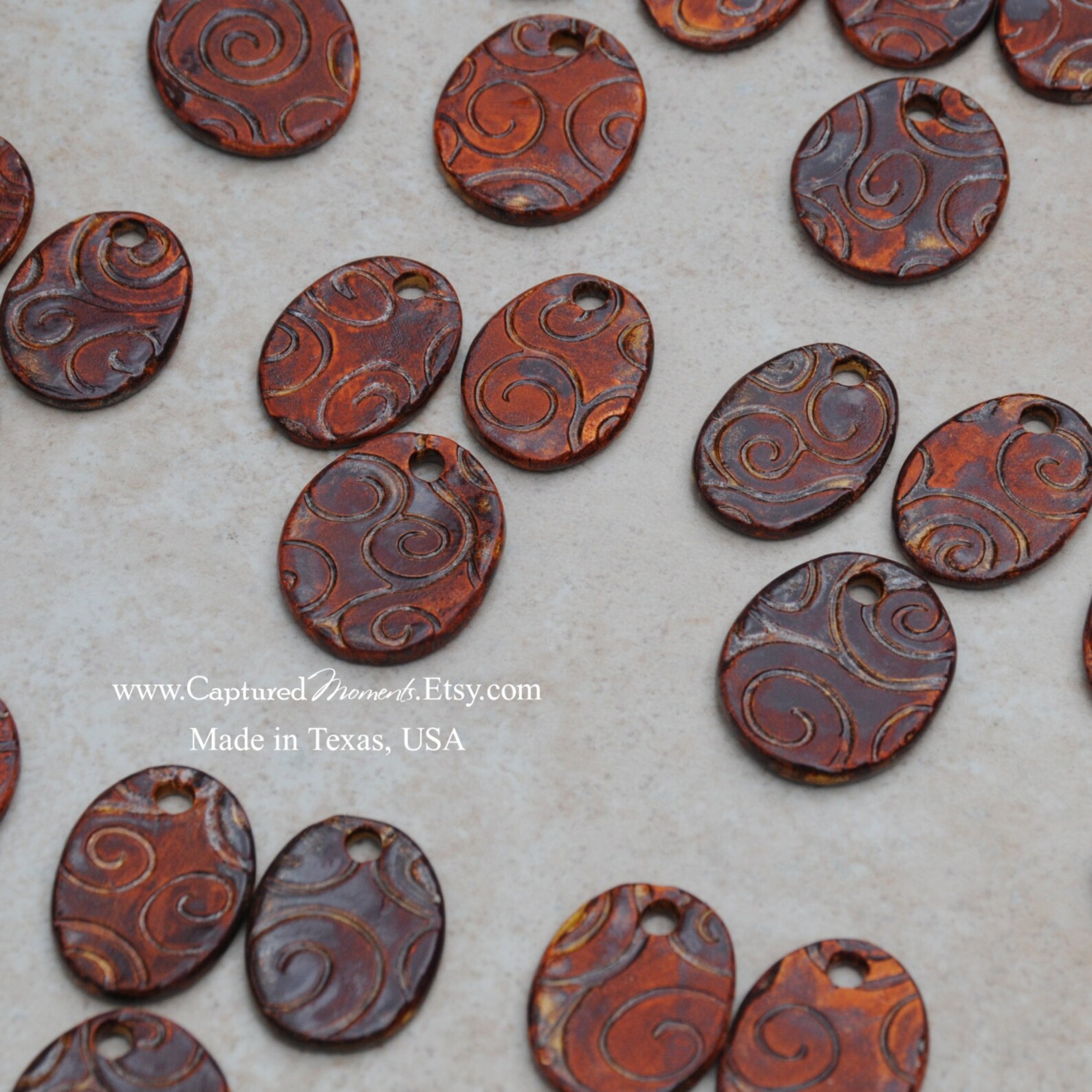 Handmade Pottery Beads 3 Piece Set in Copper Swirl - Etsy