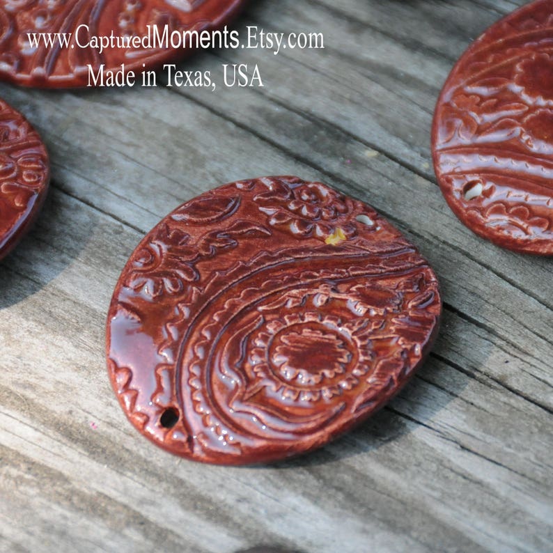 Handmade Pottery Bead in Rust Red - Etsy