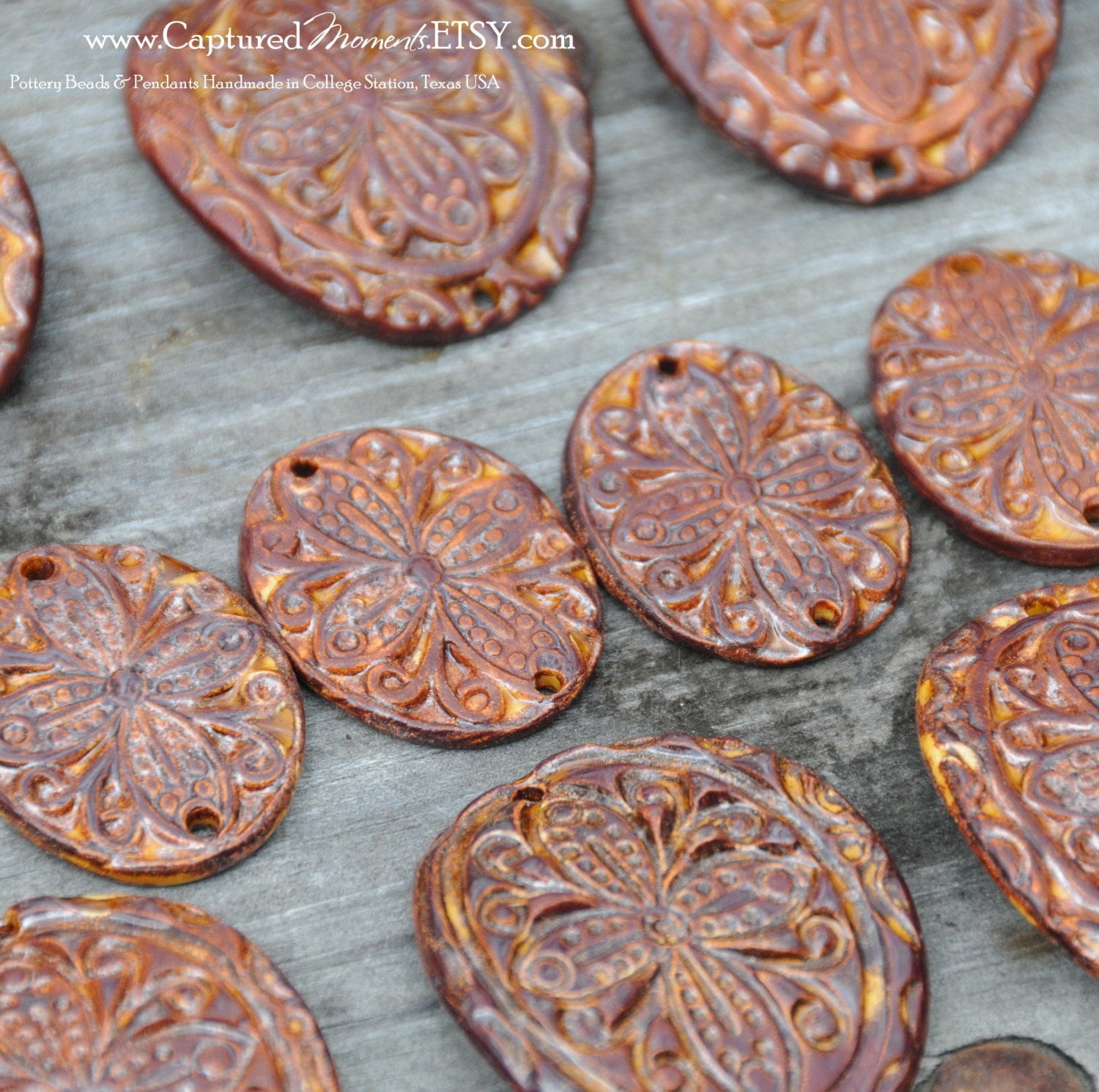 Handmade Pottery Beads 2 Piece Set in Copper Brown - Etsy