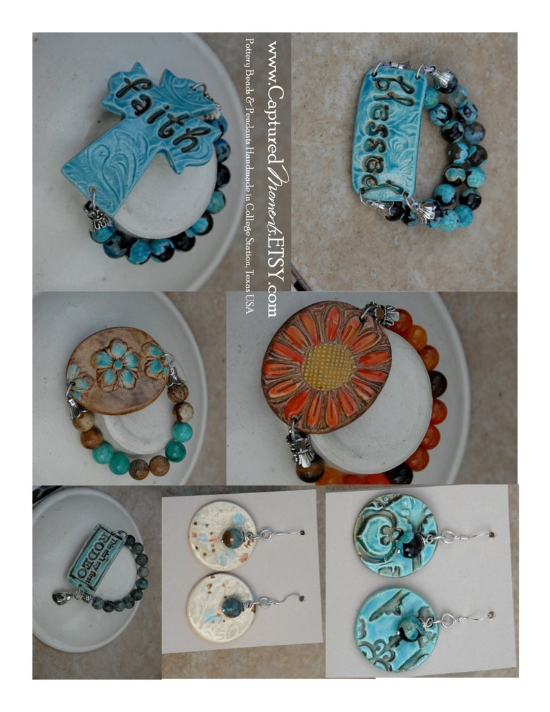 Handmade Pottery Beads 3 piece set in Copper Brown | Etsy