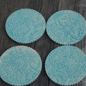 Handmade Pottery Coasters Set of 4 in a Tahitian Blue - Etsy