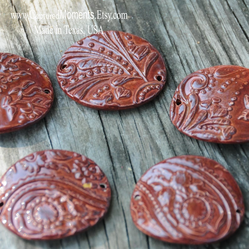 Handmade Pottery Bead in Rust Red - Etsy