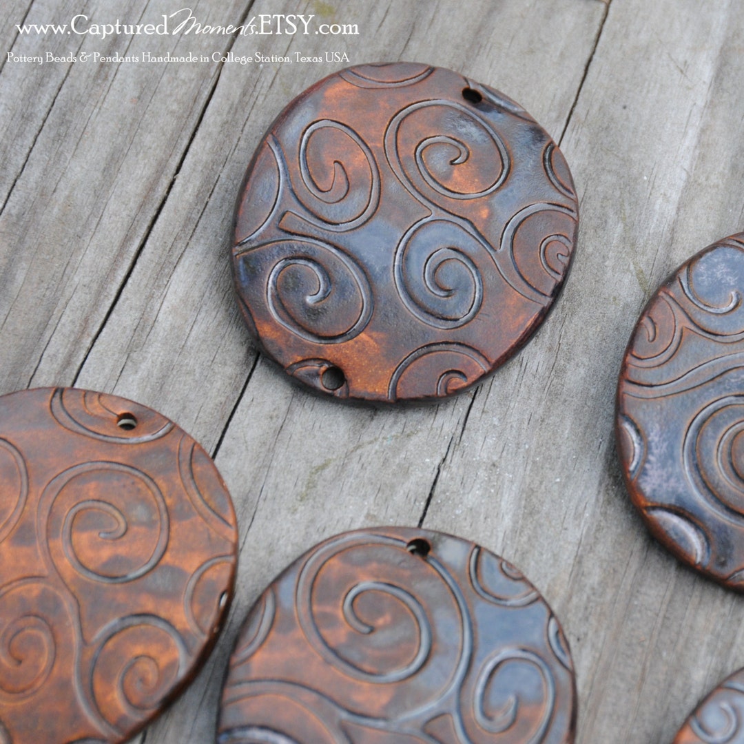 Pottery Cuff Bead, the Little Elli in Rusted Black Adventurine - Etsy