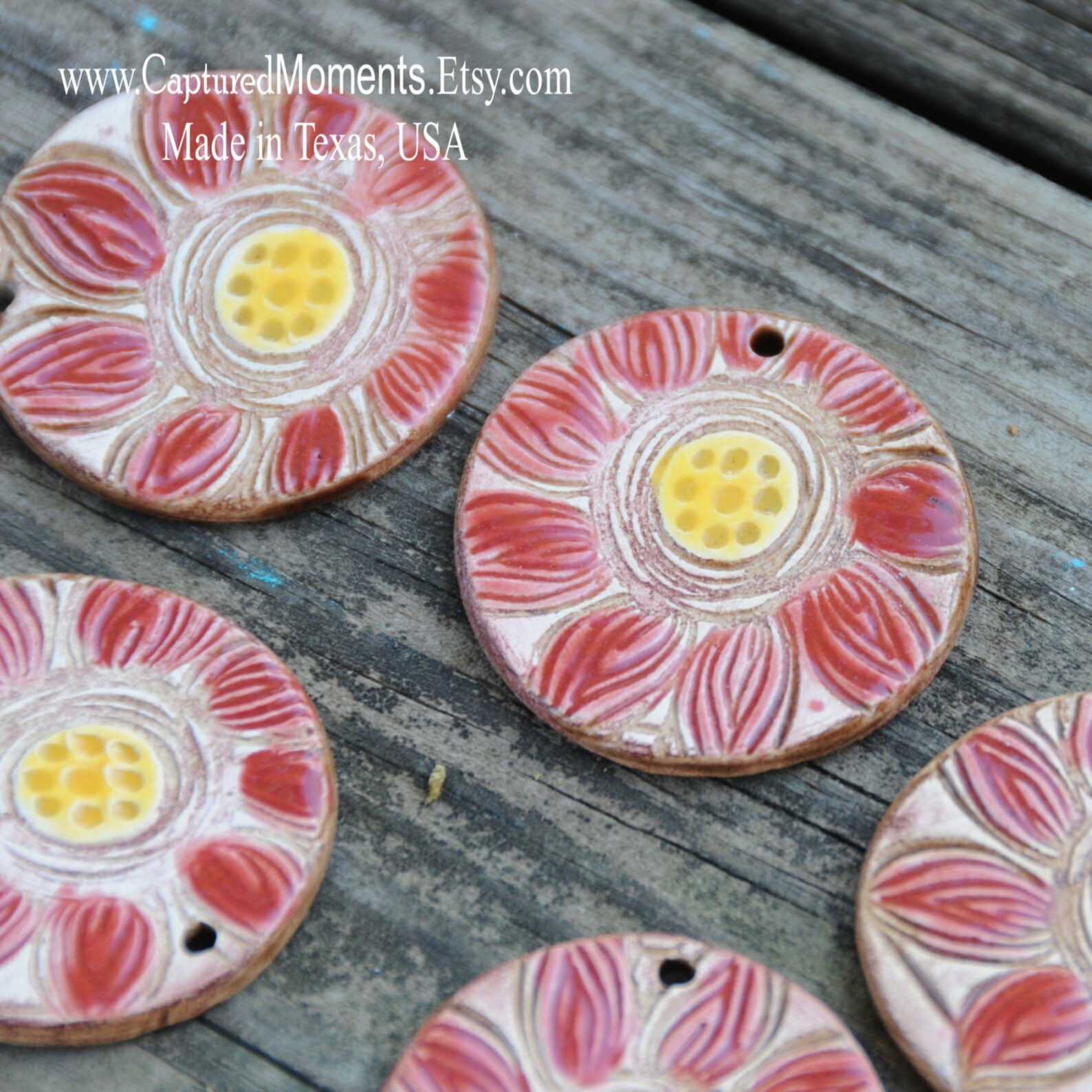 Handmade Pottery Bead With Tuscan Red and Yellow With a BOHO - Etsy