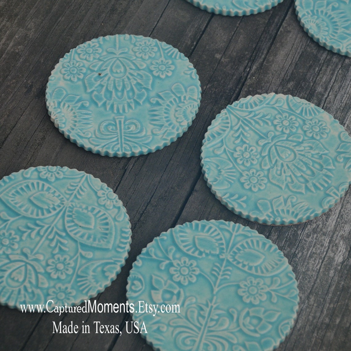 Handmade Pottery Coasters Set of 4 in a Tahitian Blue - Etsy