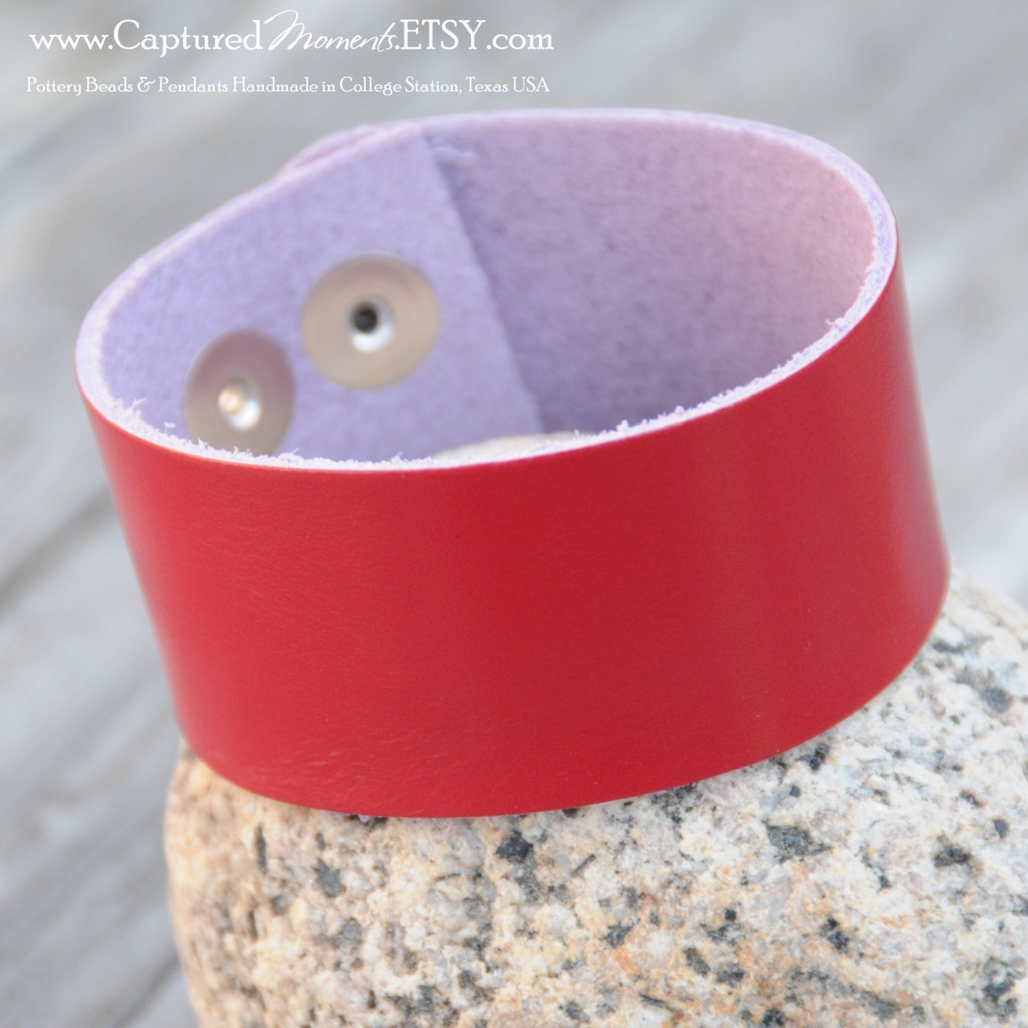 Red Leather Cuff With Adjustable Snaps - Etsy
