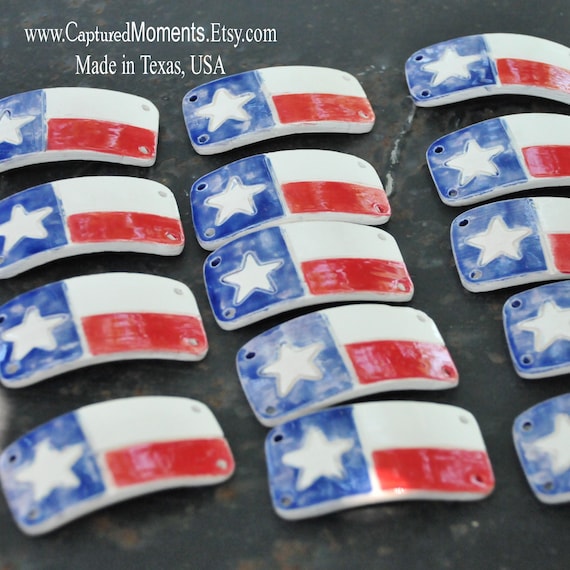 Texas Flag Pottery Bracelet Bead - Etsy