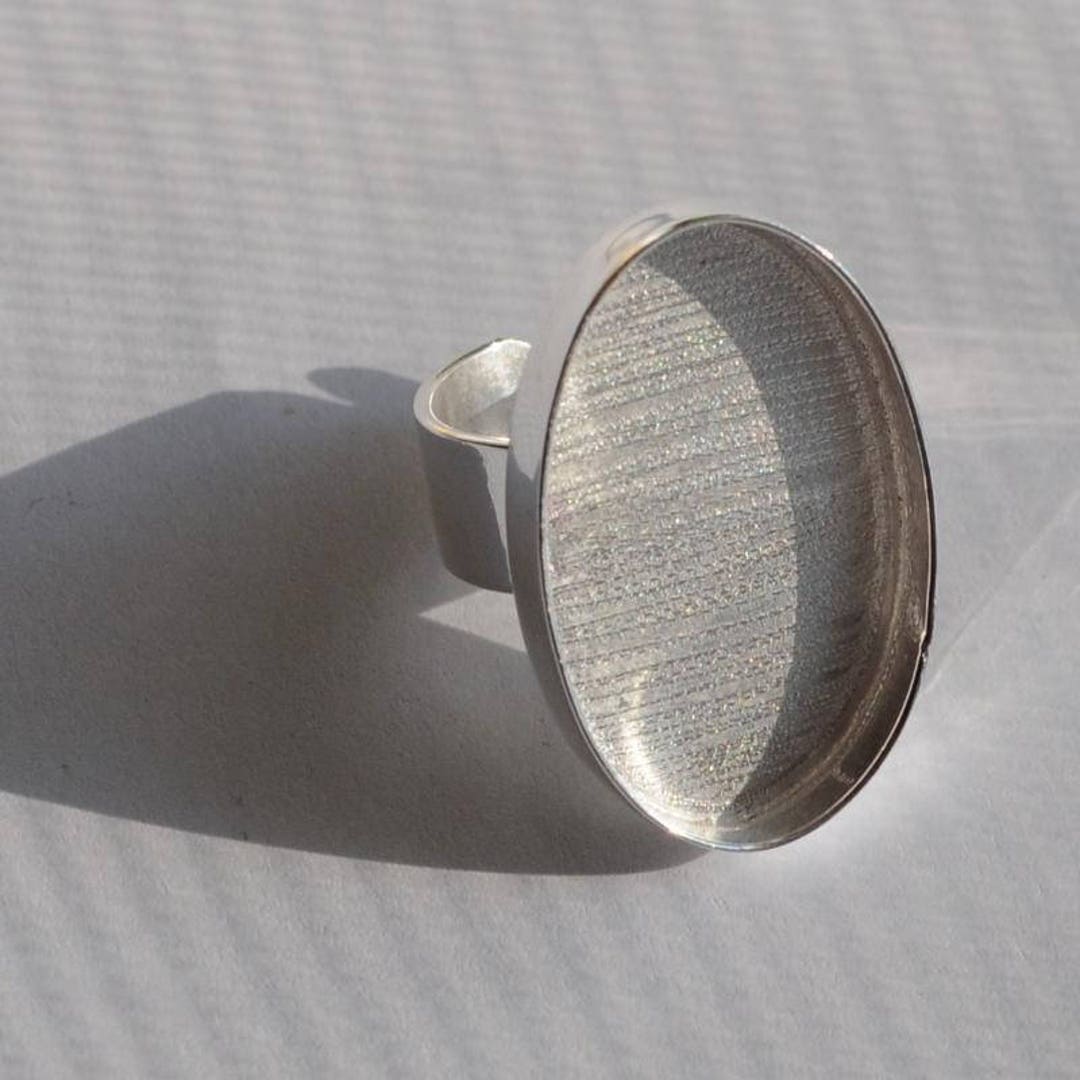 Silver Plated Deep Welled Adjustable Oval Ring 20x30mm 5mm Deep Blank ...