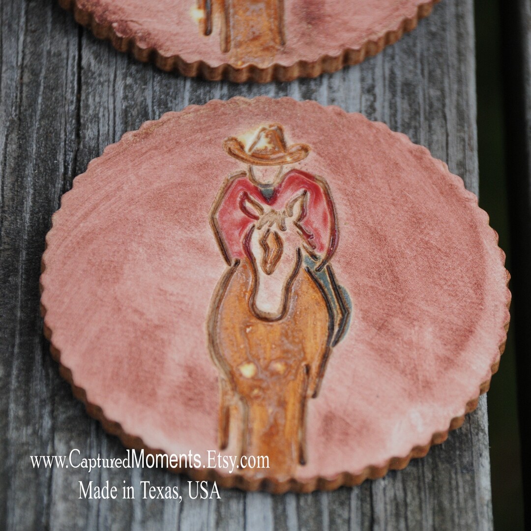 Handmade Pottery Coasters Set of 4 With Cowboys - Etsy