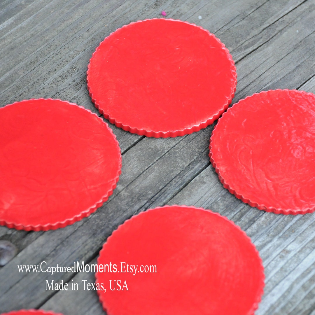 Handmade Pottery Coasters Set of 4 in a Bright Red - Etsy