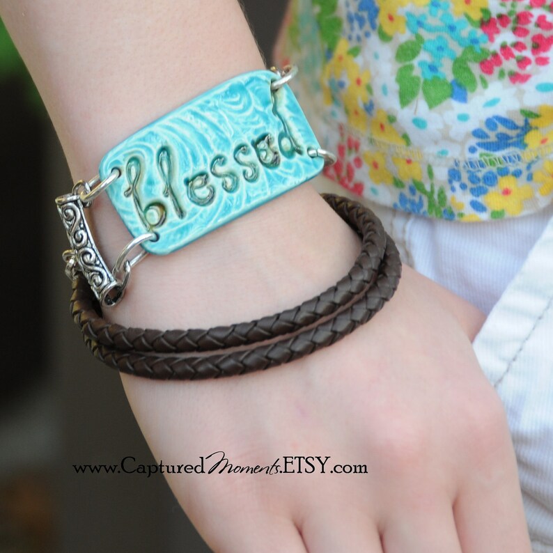 Pottery Cuff Bead With Inspirational Quote by Gandhi - Etsy