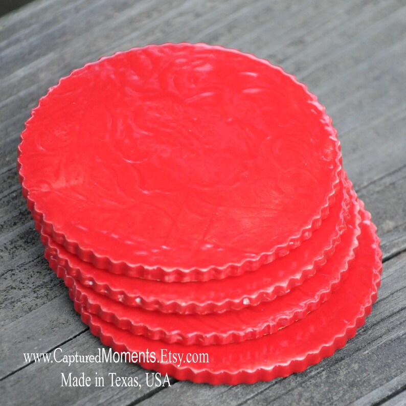 Handmade Pottery Coasters Set of 4 in a Bright Red - Etsy