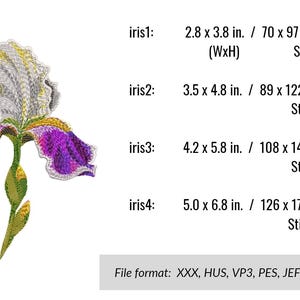 Iris Flower Machine Embroidery Design. 4 Sizes. Iris Embroidery Design ...