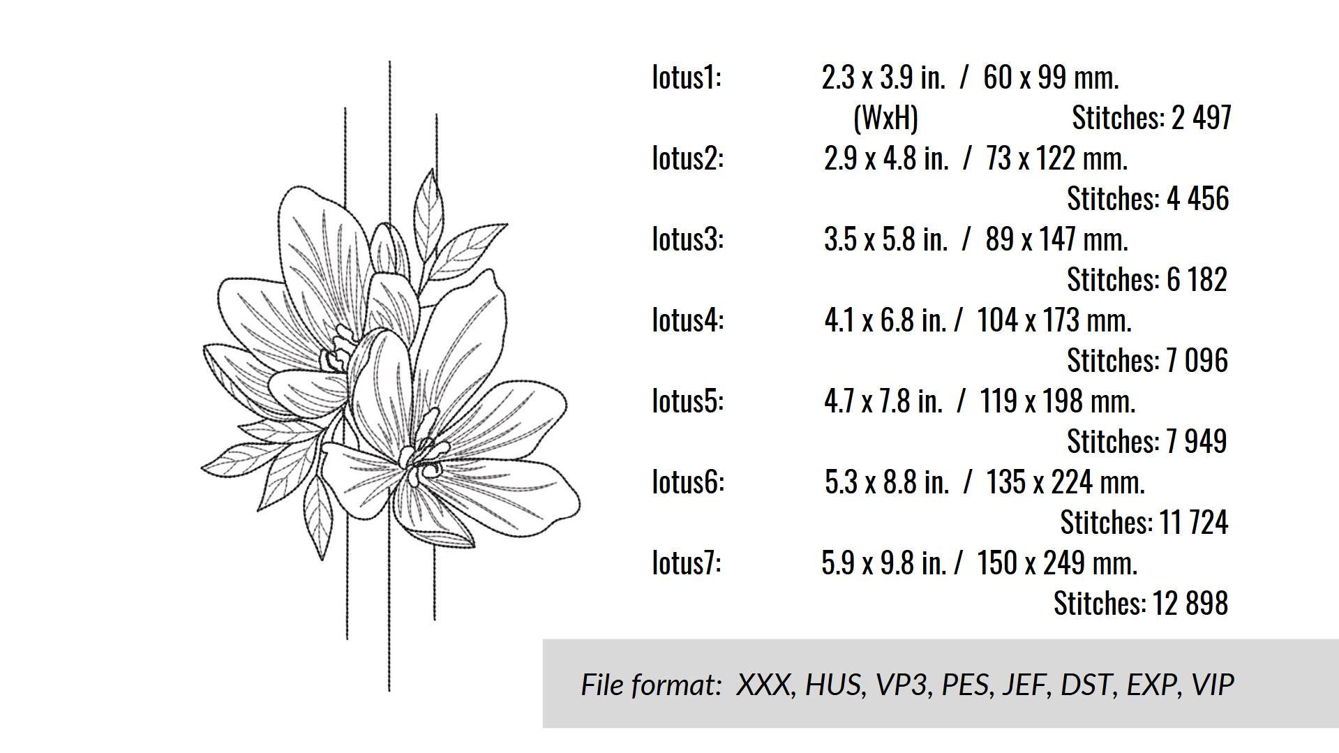 Lotus Machine Embroidery Design. 7 Sizes. Flowers Embroidery Design ...