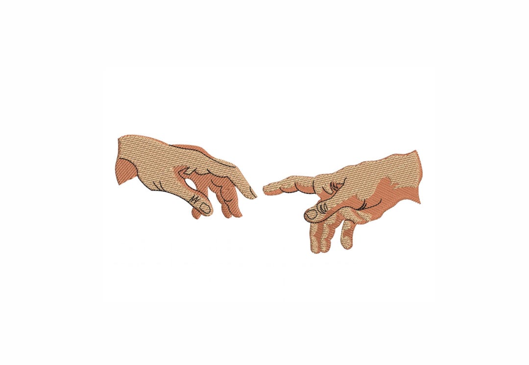 Creation of Adam Hands Embroidery Design 5 Sizes. Michelangelo Art ...