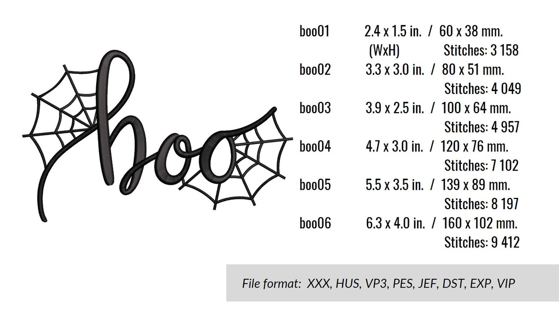 Boo Machine Embroidery Design. 6 Sizes. Halloween Machine Embroidery ...
