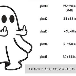 Ghost Middle Finger Machine Embroidery Design. 5 Sizes. Ghost Halloween ...