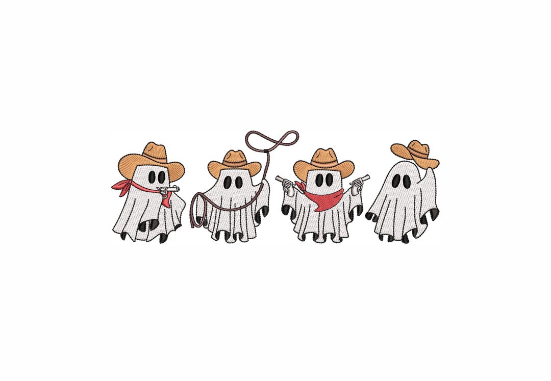 Western Cute Ghost Machine Embroidery Design. 5 Sizes. Howdy Halloween ...