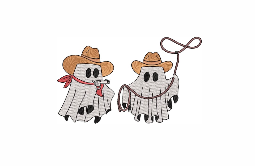 Cowboy Ghosts Machine Embroidery Design. 5 Sizes. Western Cute Ghost ...