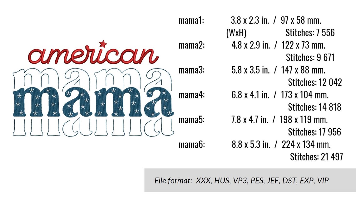 American Mama Machine Embroidery Design. 6 Sizes. 4th of July ...