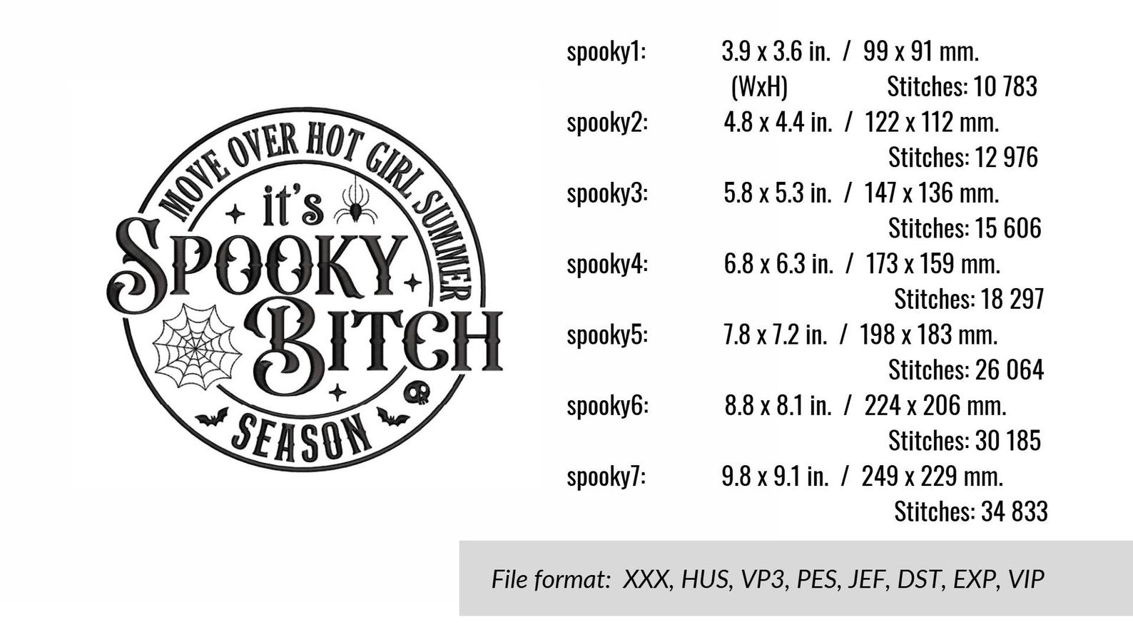 Move Over Hot Girl Summer It's Spooky Bitch Season Machine Embroidery ...